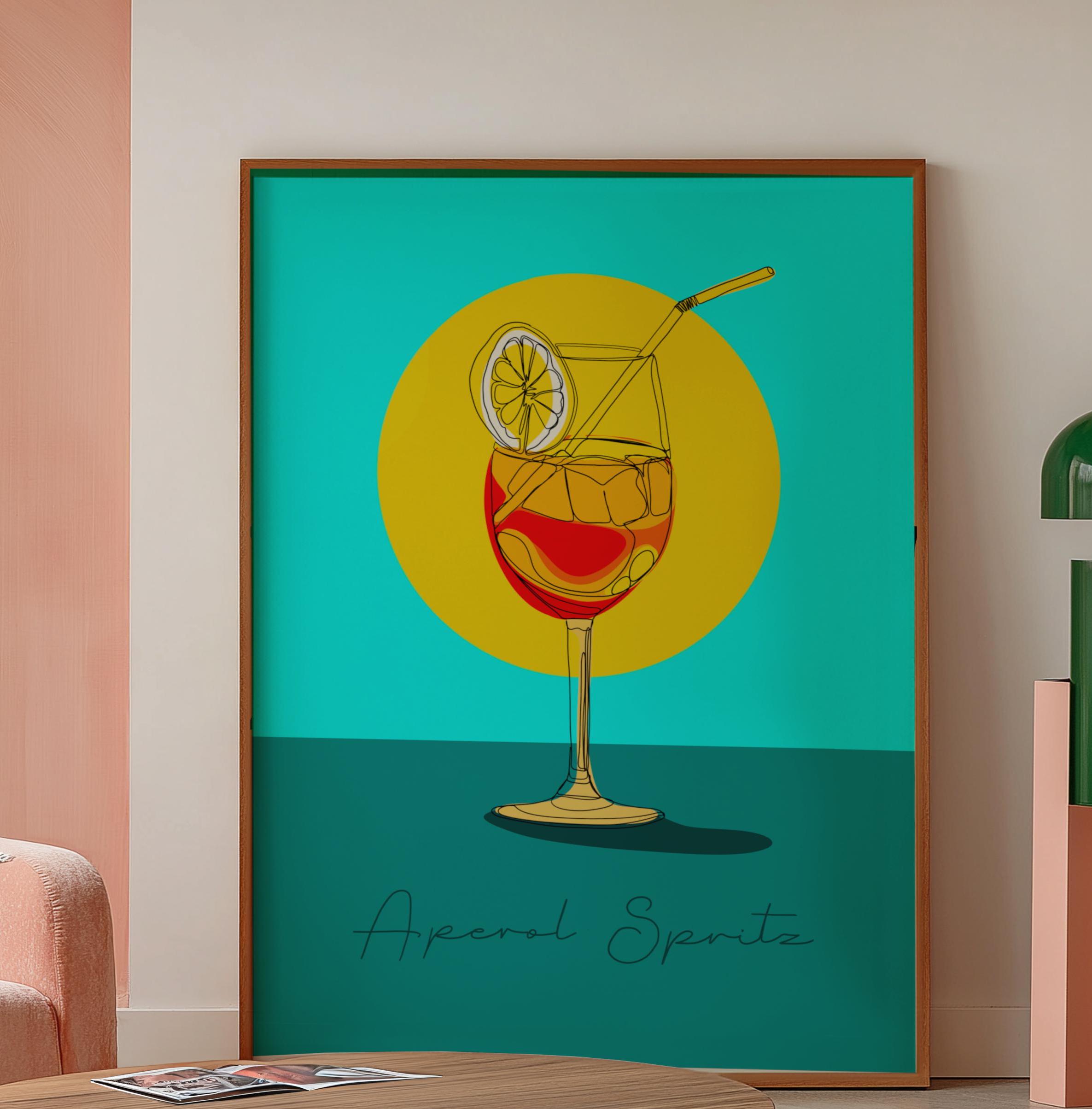Aperol Spritz Cocktail Art Print | A4 Printed Poster | Classic Cocktail ...