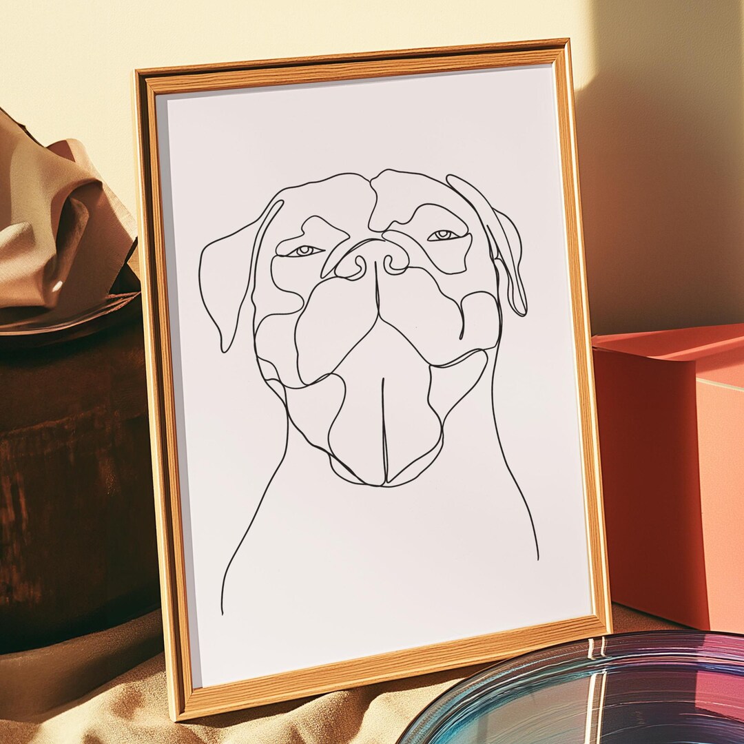 Boxer Printable Poster | Wall Art Continuous Line Drawing | Dog ...
