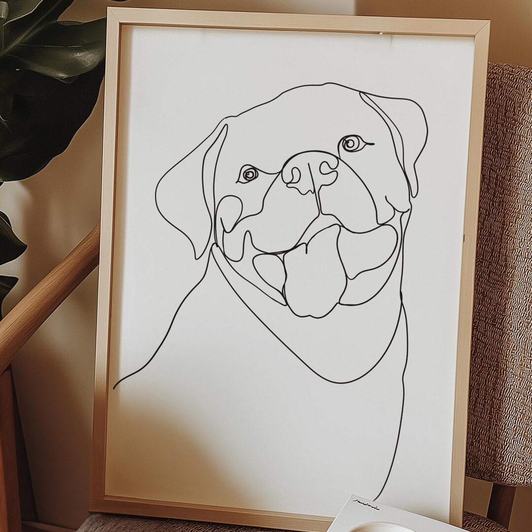 Rottweiler Printable Poster | Wall Art Continuous Line Drawing | Dog ...