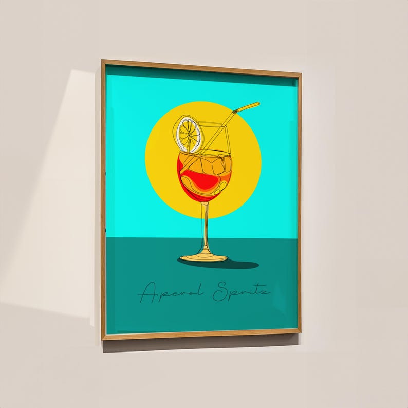 Aperol Spritz Cocktail Art Print | A4 Printed Poster | Classic Cocktail ...