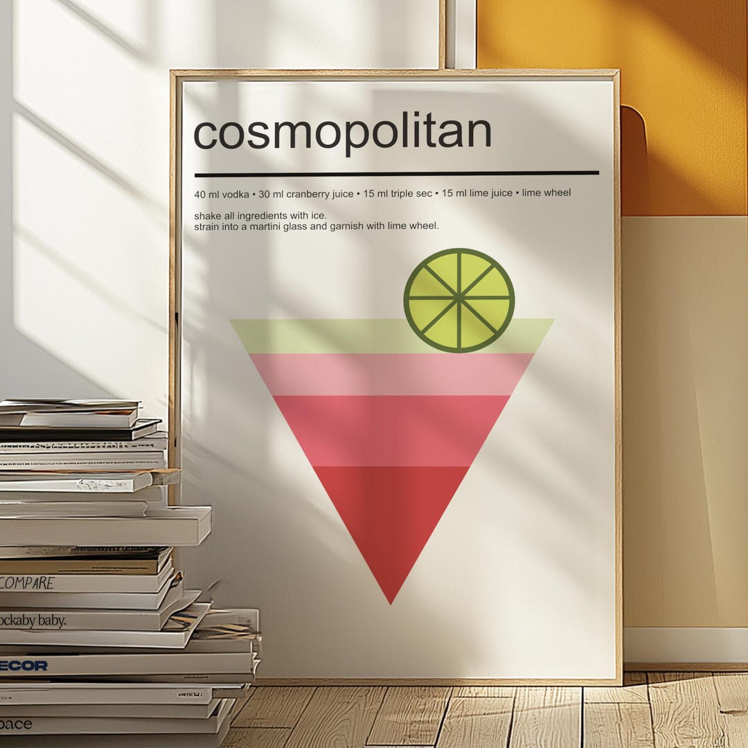 Minimalist Cosmopolitan Cocktail Poster, Digital Download Wall Art ...