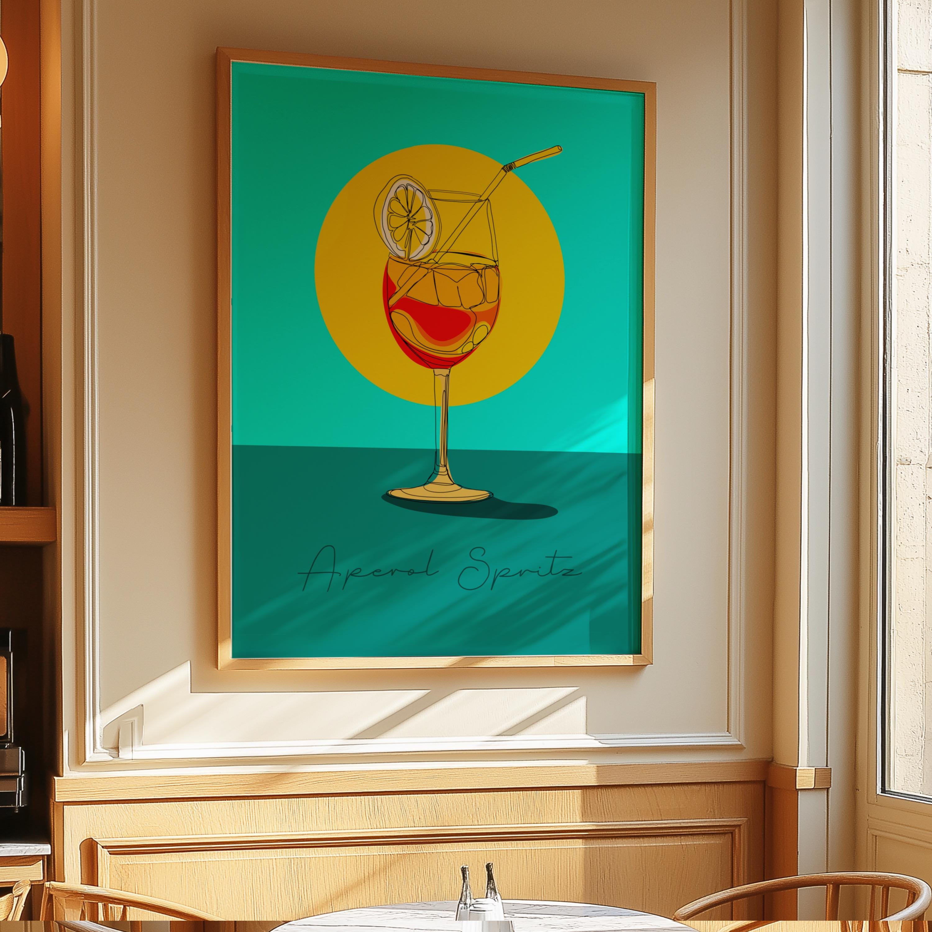 Aperol Spritz Cocktail Art Print | A4 Printed Poster | Classic Cocktail ...