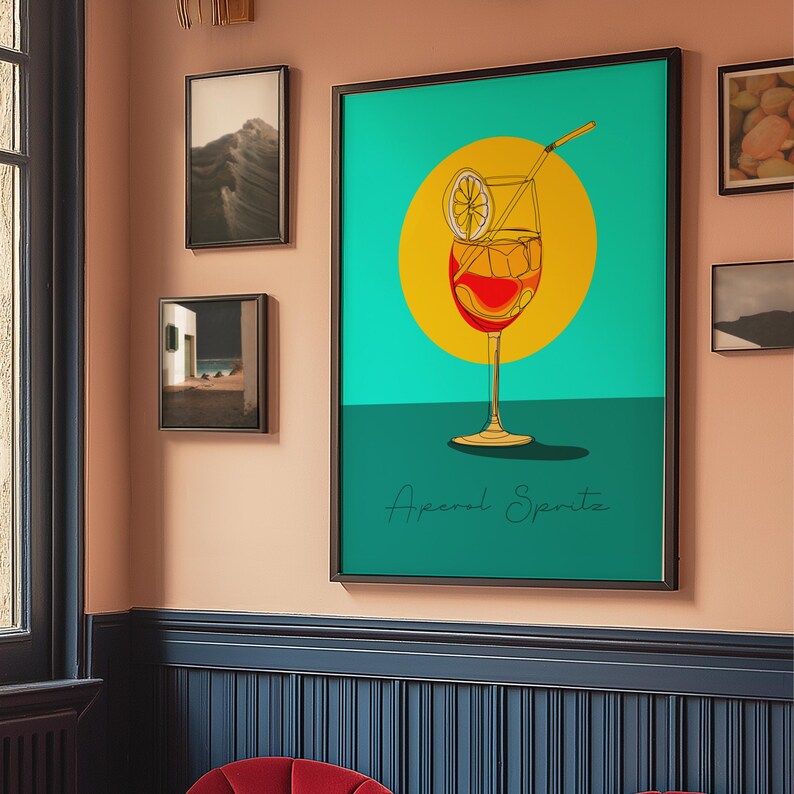 Aperol Spritz Cocktail Art Print A4 Printed Poster Classic Cocktail Bar ...