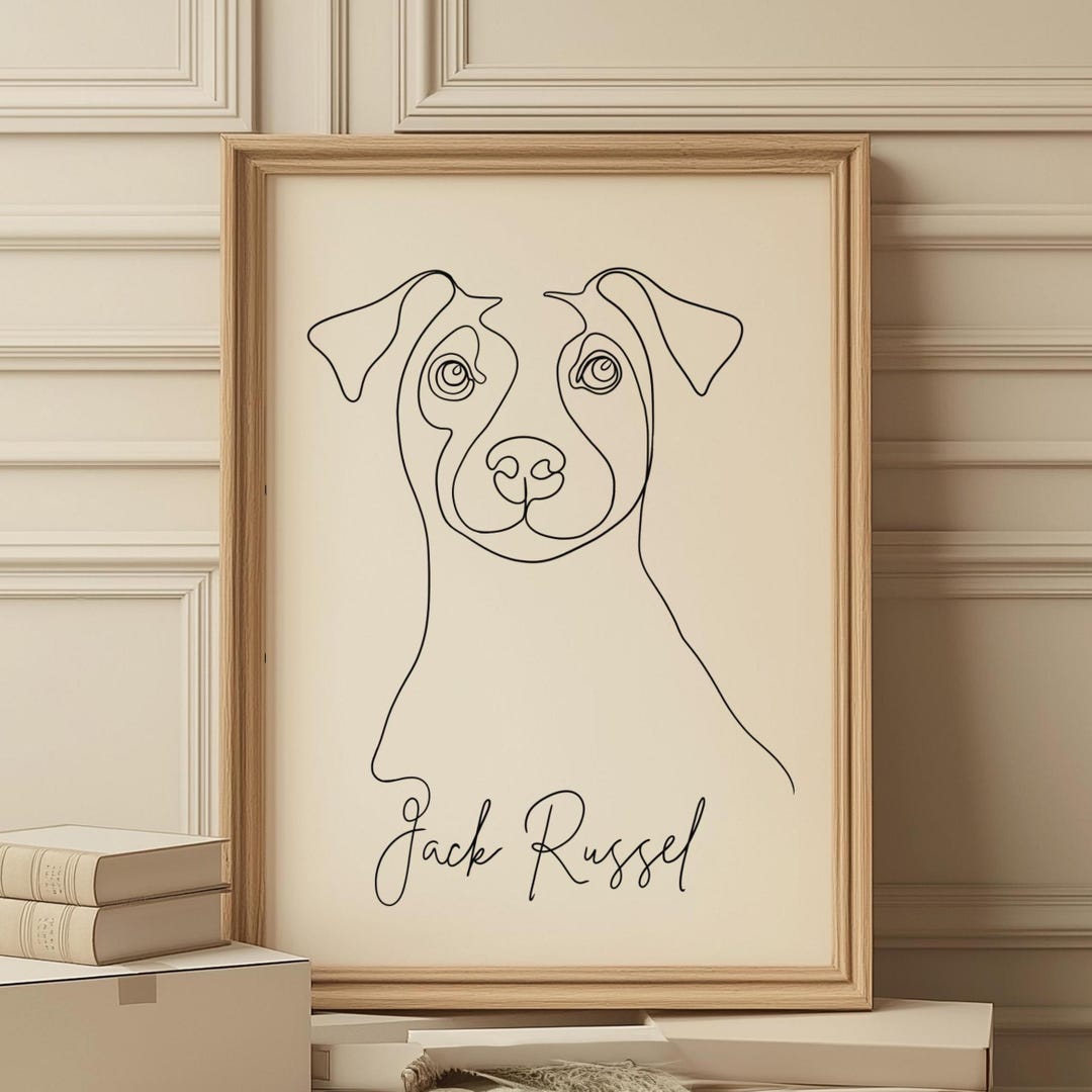 Jack Russel Poster Hand Drawn Continuous Line Art Digital Download for ...