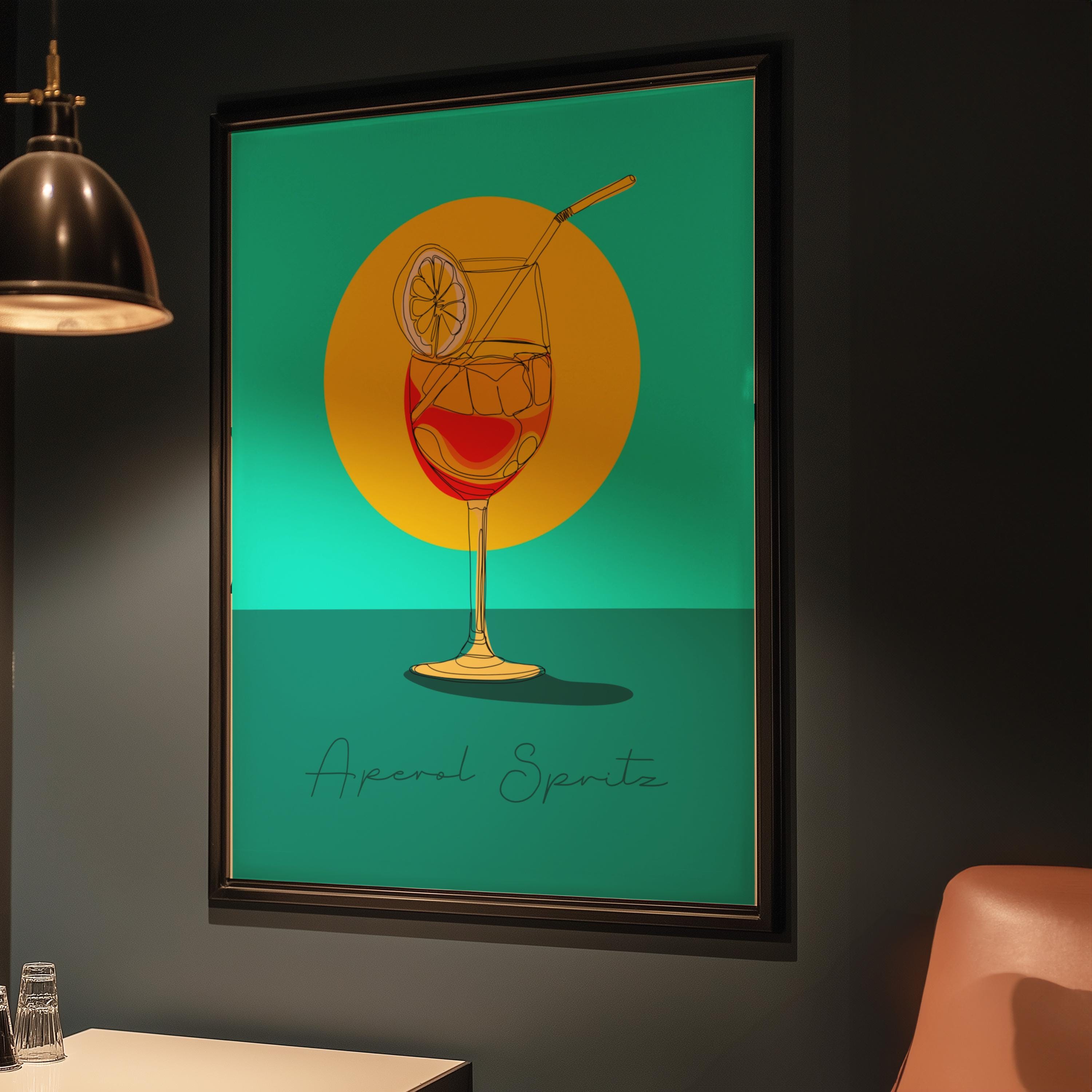 Aperol Spritz Cocktail Art Print | A4 Printed Poster | Classic Cocktail ...