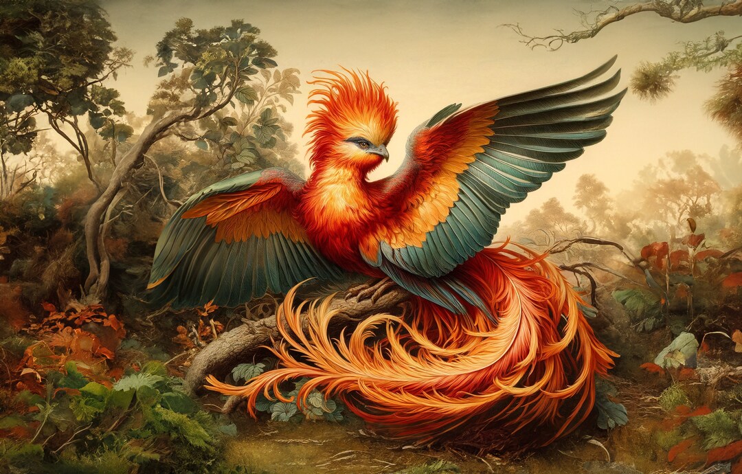 Phoenix Painting Digital Download - Inspired by the Style of John James ...