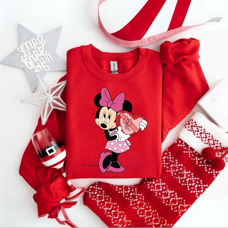 Minnie Mouse Valentine's Day DTF Transfer - Cute Disney Character With ...