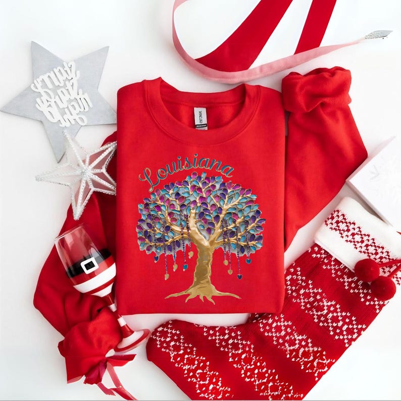 Louisiana Mardi Gras Tree of Life Dtf Transfer - Vibrant Gold Jewel ...