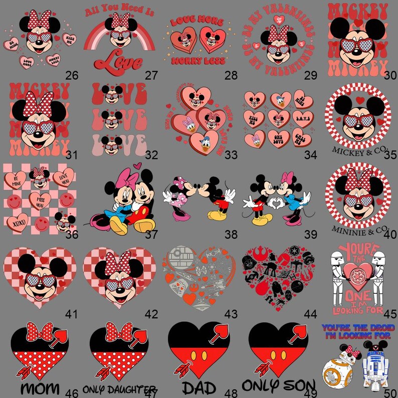 Minnie Mouse Valentine's Day DTF Transfer - Cute Disney Character With ...