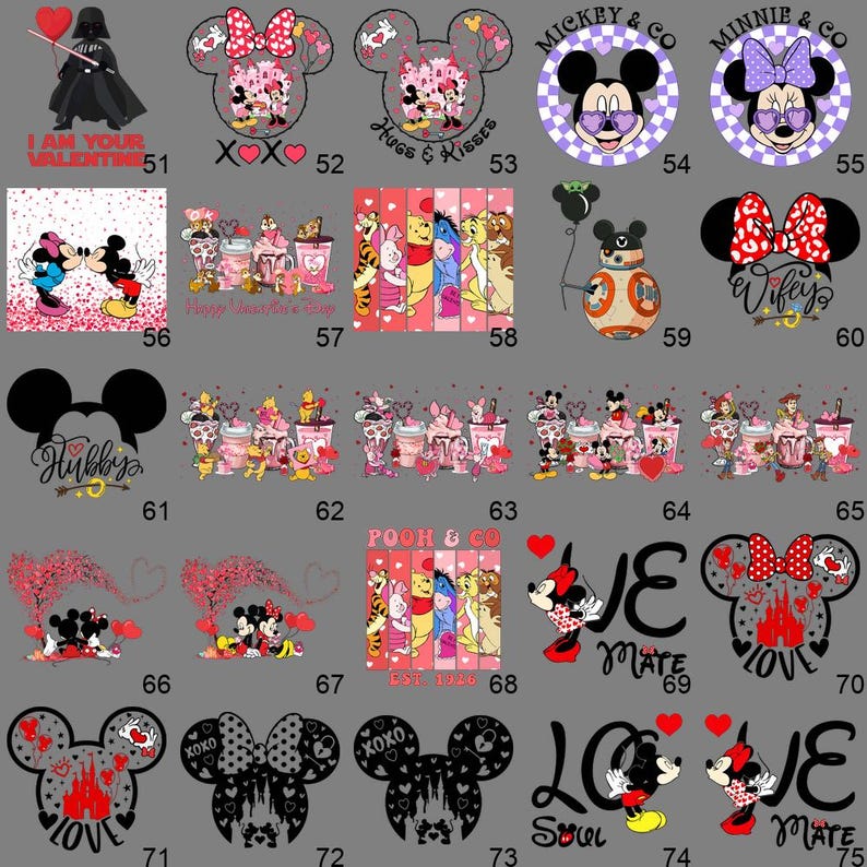 Minnie Mouse Valentine's Day DTF Transfer - Cute Disney Character With ...