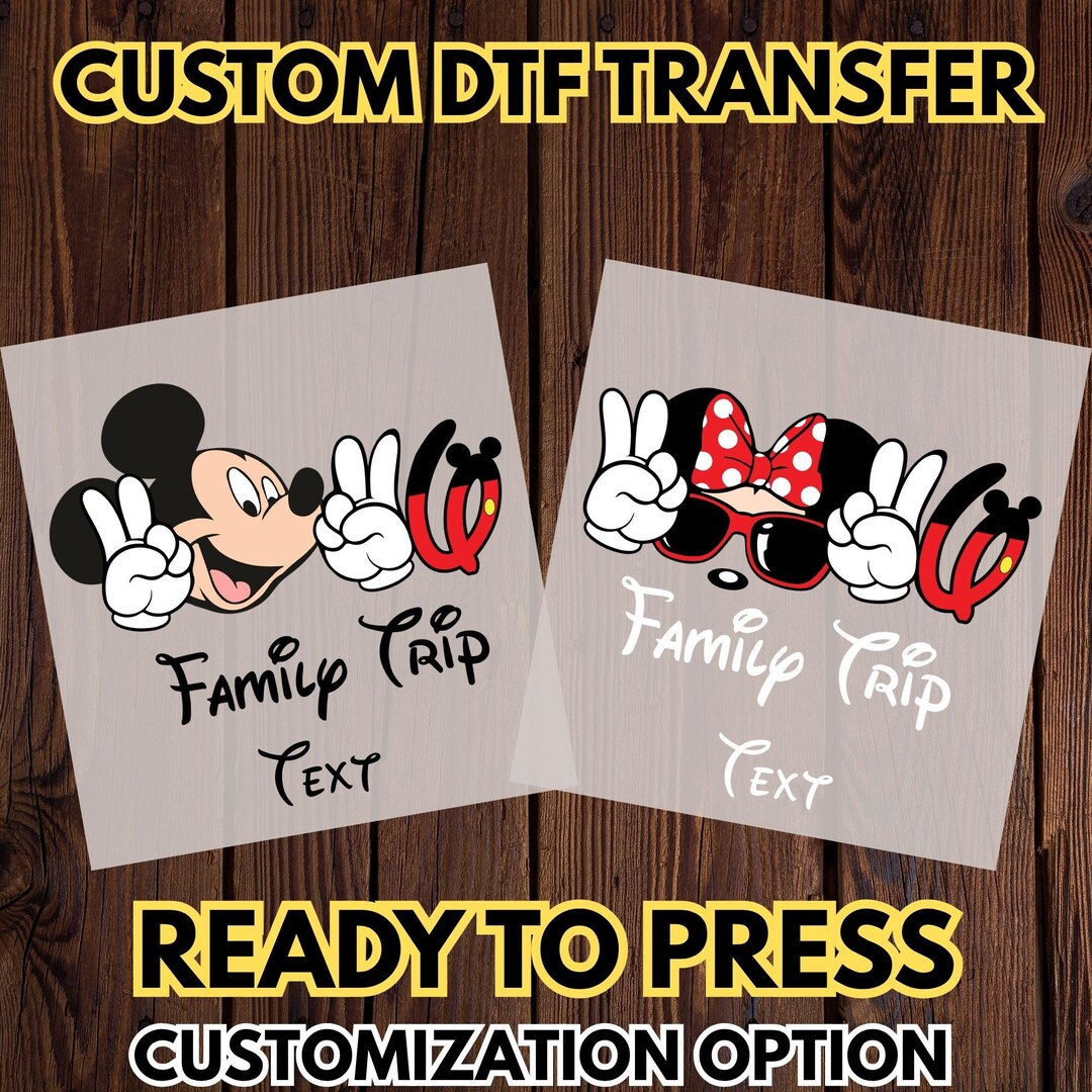 Custom Disney Mickey and Minnie Peace Sign DTF Transfer, Ready to Press ...