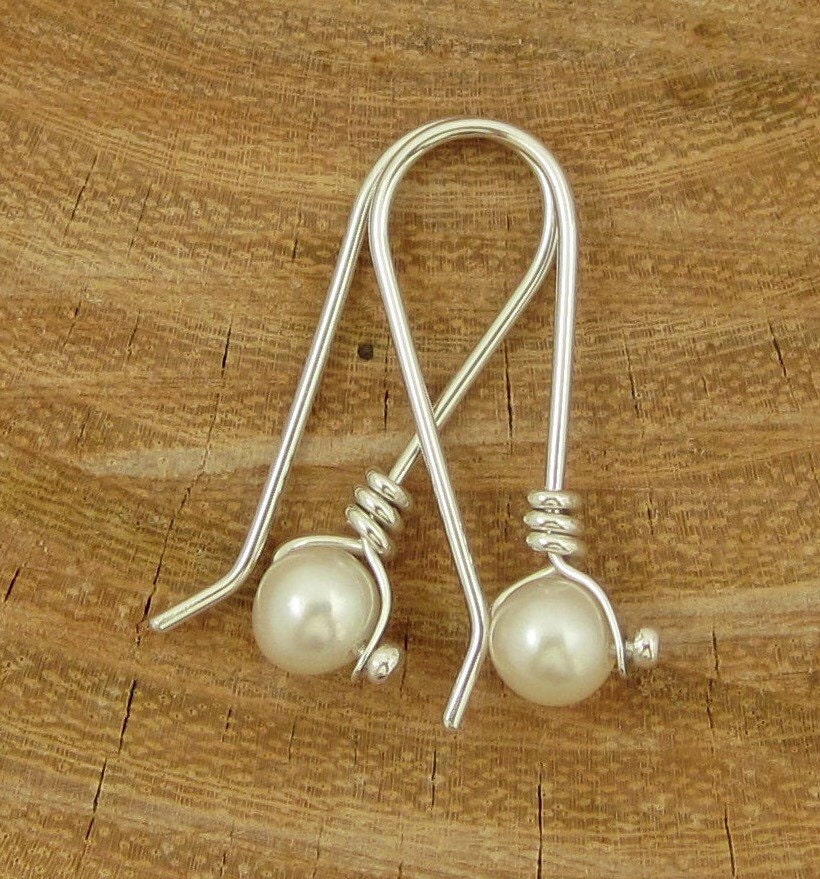Pearl Sterling Silver Dangle Earrings Etsy