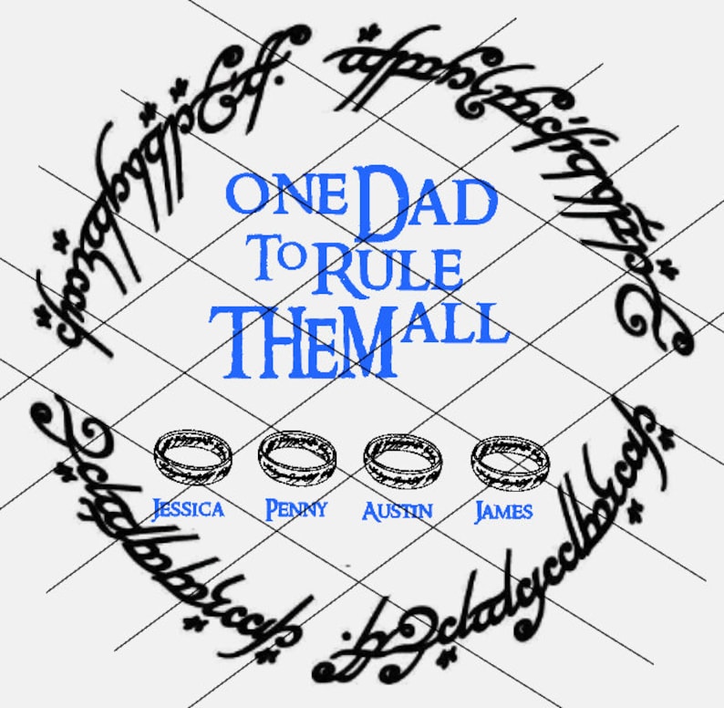 One Dad to Rule Them All, LOTR, Lord of the Ring, Editable Names, Svg ...
