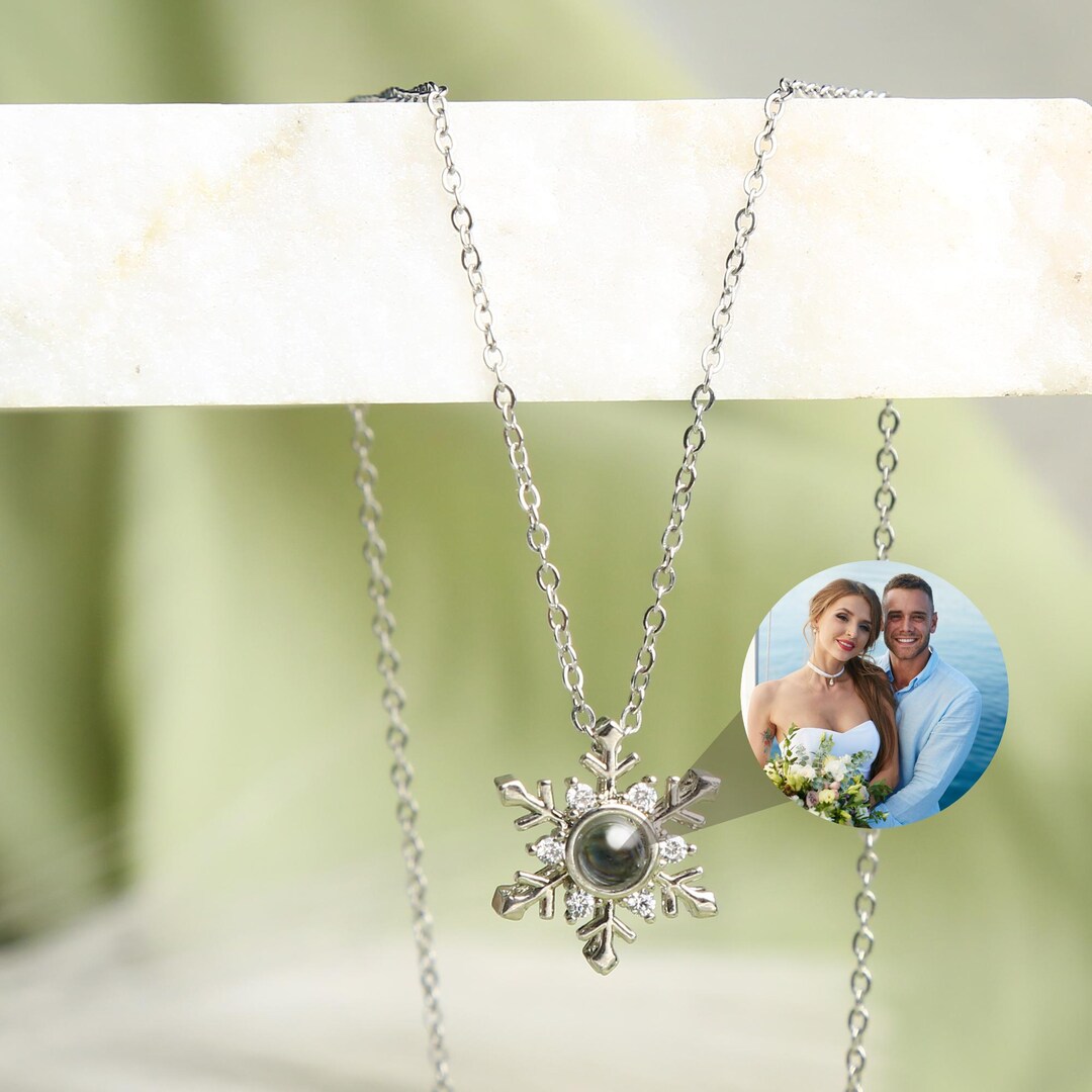Personalized Snowflake Projection Photo Necklace Picture Pendant ...