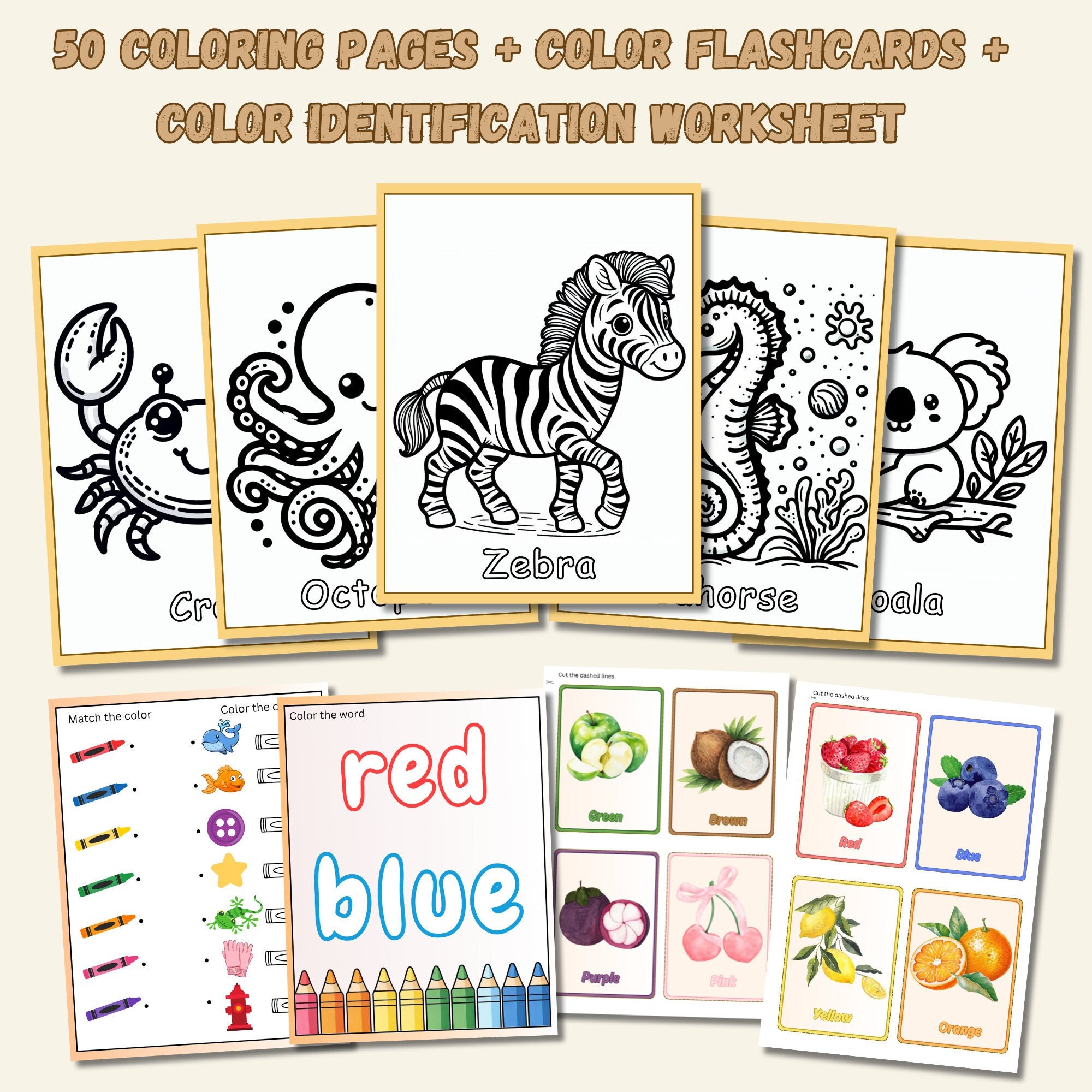 Coloring Worksheets | Animal Coloring Pages | Color Flashcards | Color ...