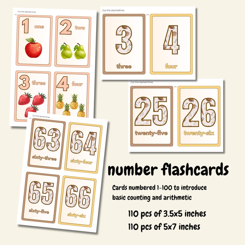 Printable Number Worksheets for Preschools | 1-100 Number Flashcards - Etsy