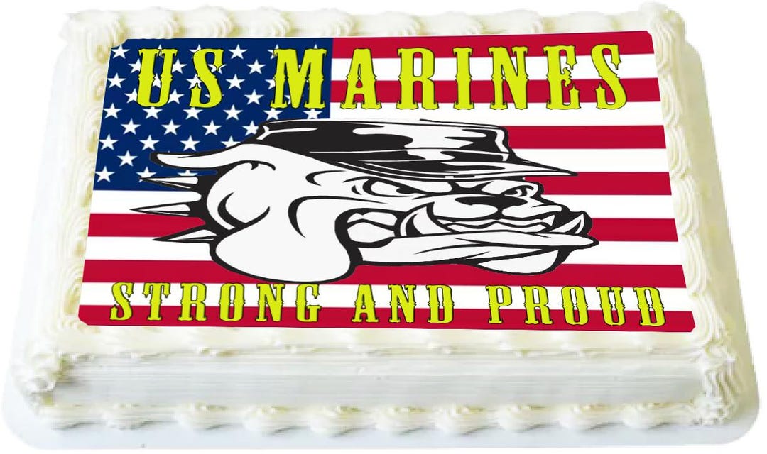 RA Pape USMC Marine Bull Dog Proud and Strong Edible Image Topper – 1/4 ...