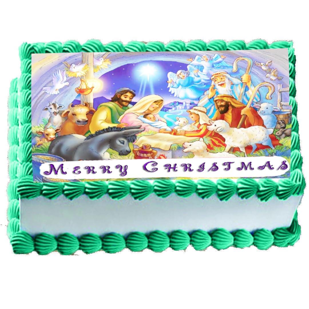 Nativity Design Christmas Edible Cake Image - Festive Holiday Topper ...