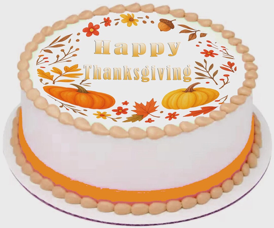 Thanksgiving Fall in Bloom Edible Icing Image - Precut Round - Etsy