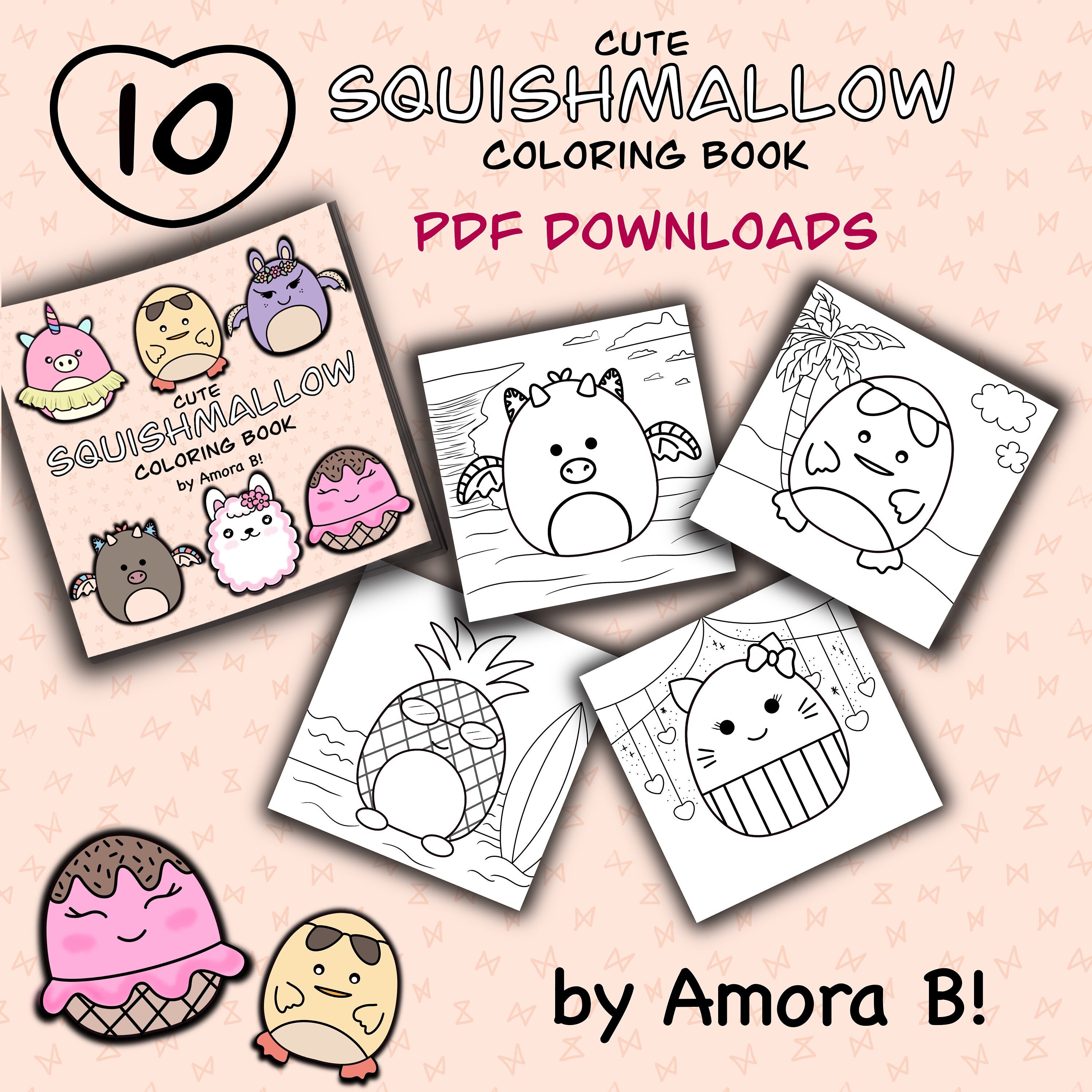 Cute Squishmallow Coloring Pages - Pack 2 - With 10 Coloring Pages ...