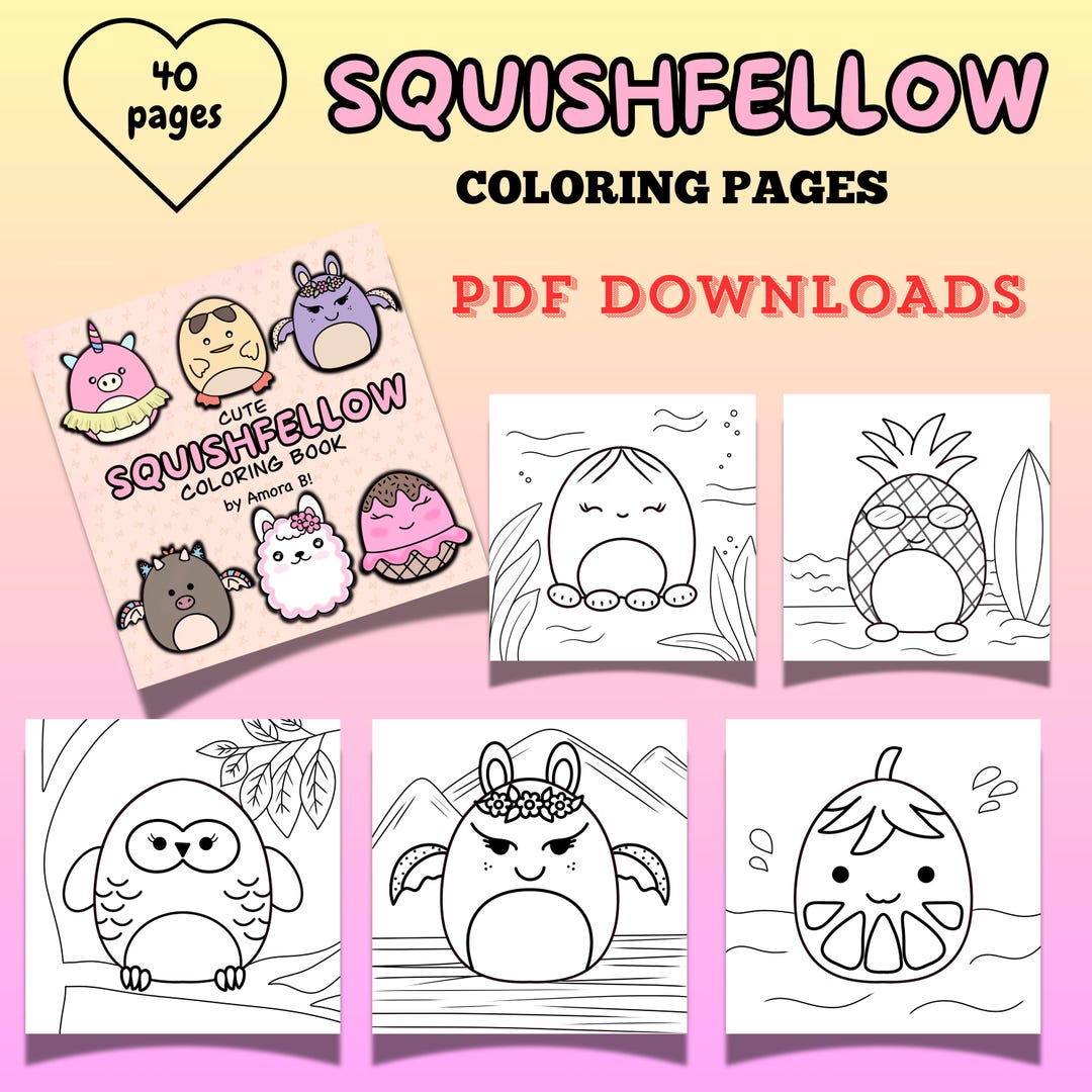 Squishfellow Coloring Pages: 40 Bold & Easy Designs (digital Download ...