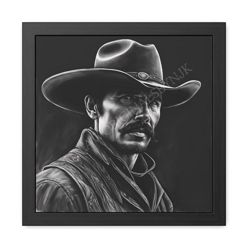 Johnny Ringo Framed Posters, Cowboy Black and White Digital Art Print ...