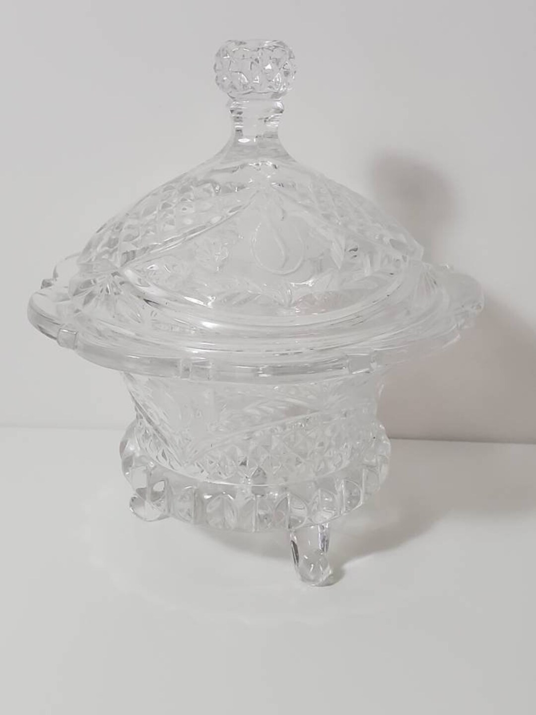 Heavy Crystal Footed Candy Dish With Frosted Etched Flowers - Etsy