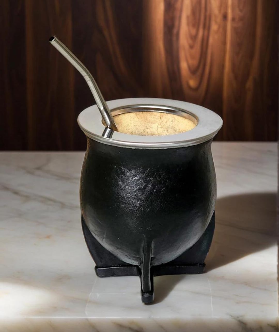 Argentine Mate Gourd Natural Calabash - Mate Gourd With Black Leather ...