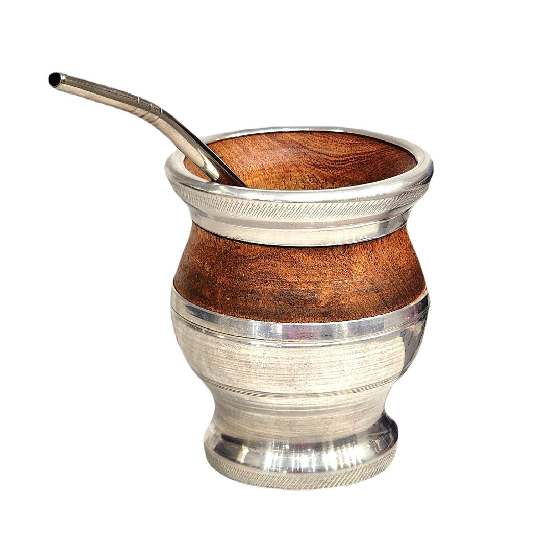 Traditional Argentine Mate Cup, Handmade in Carob Wood With Stainless ...