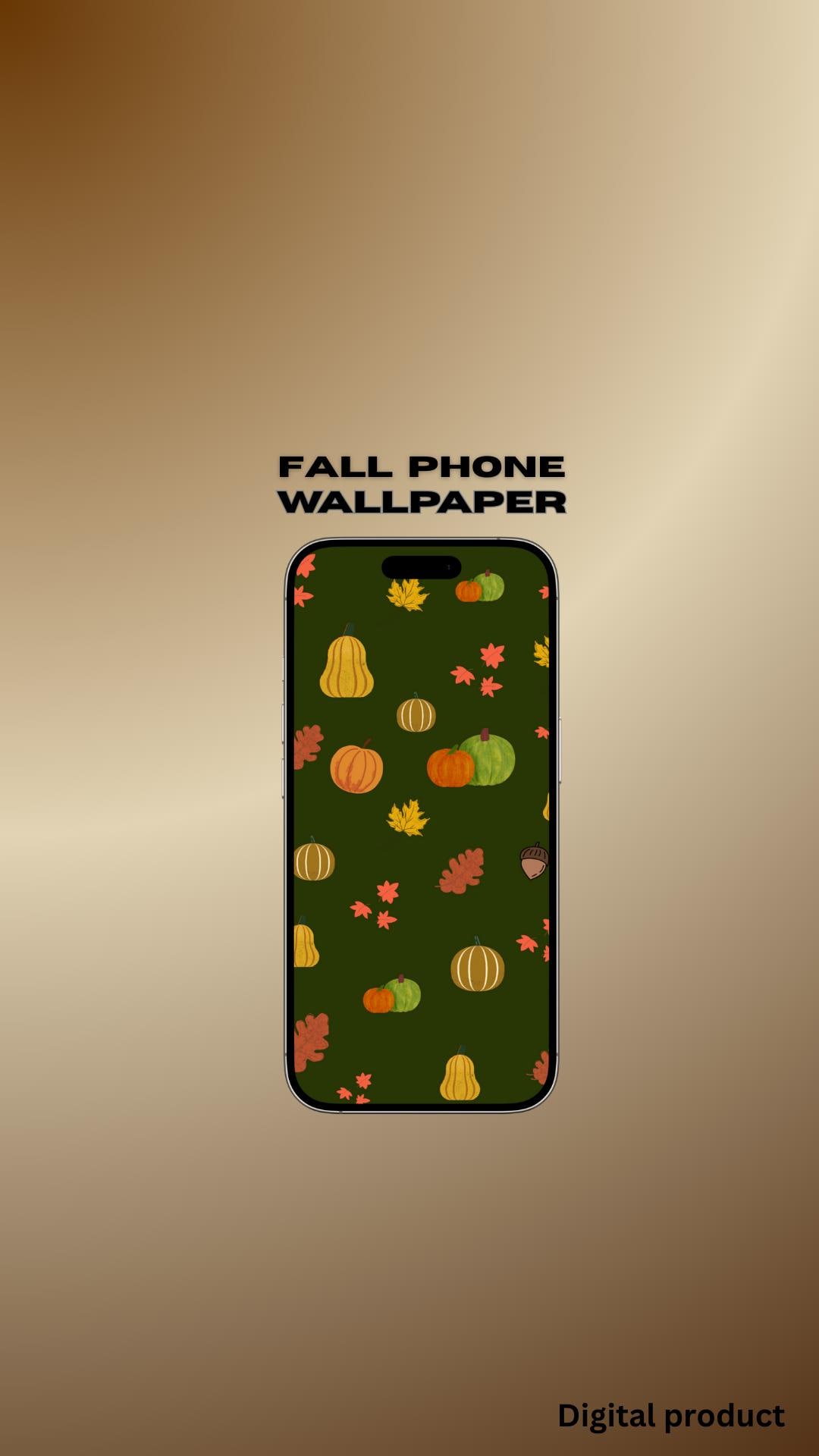 Fall Phone Wallpaper | Autumn Pumpkin Leaves Digital Download | Cozy ...