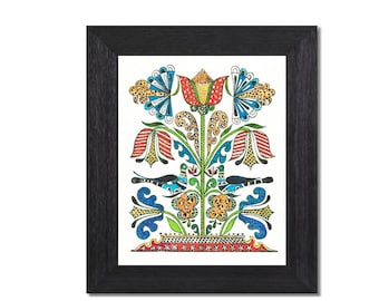 American Folk Art Fraktur Bird, Pennsylvania Dutch, Primitive Americana ...