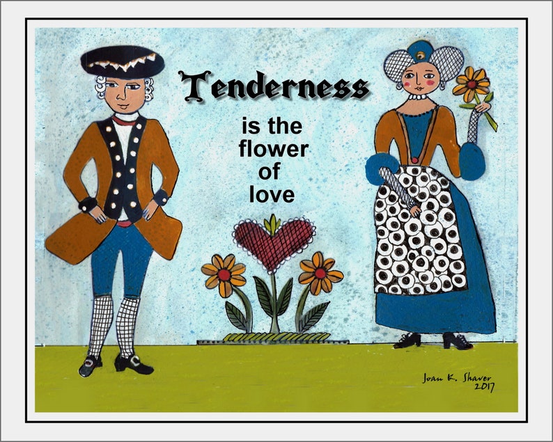 Pennsylvania Dutch Folk Art Couple, Framed Print From Original Painting ...