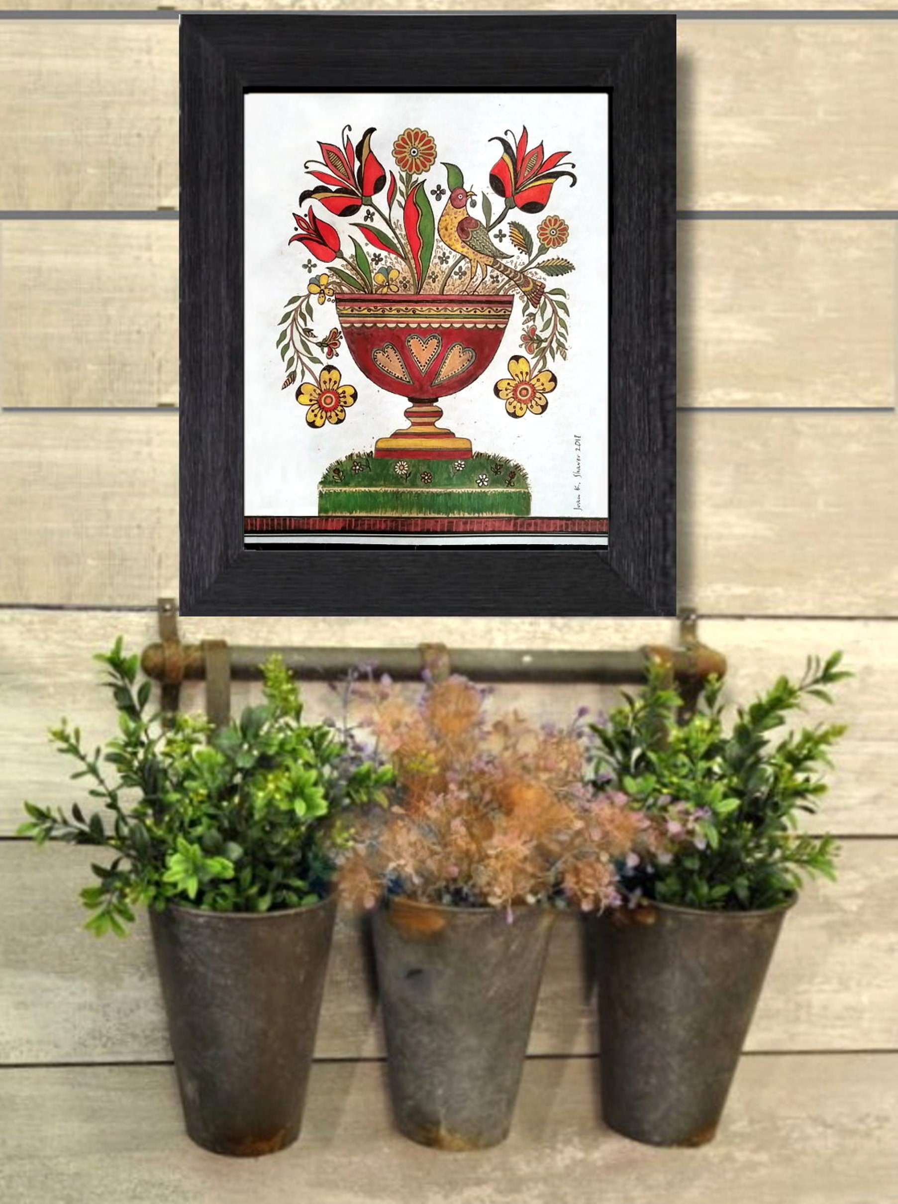 Pennsylvania Dutch Distelfink and Tulips-fraktur Art-framed Art - Etsy