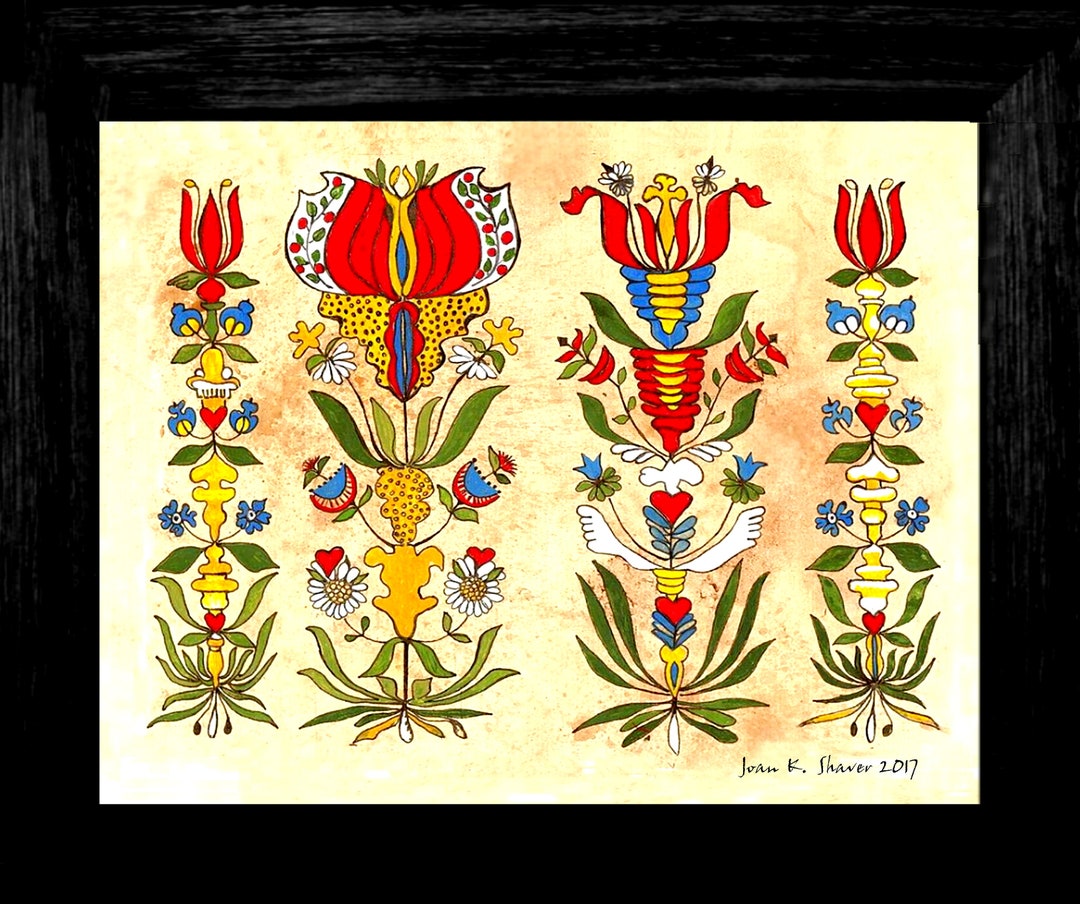 Ephrata Cloister Fraktur Flowers-pennsylvania Dutch Folk Art, Lancaster ...