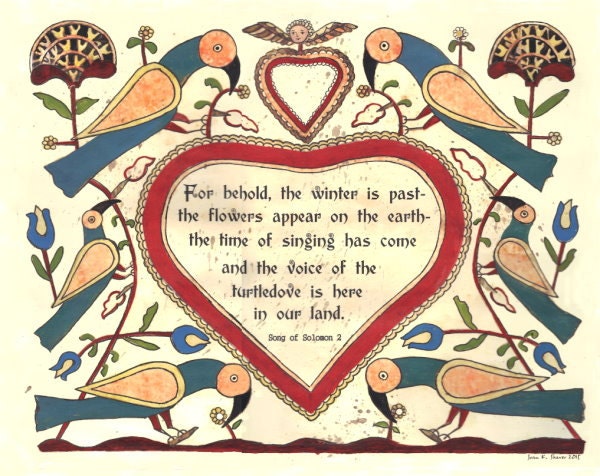 Pennsylvania German Fraktur Folk Art-winter is Past-framed Print - Etsy