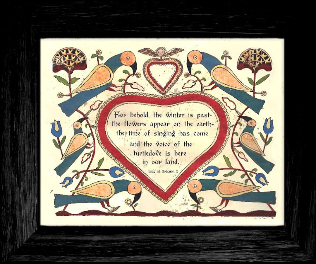 Pennsylvania German Fraktur Folk Art-winter is Past-framed Print - Etsy