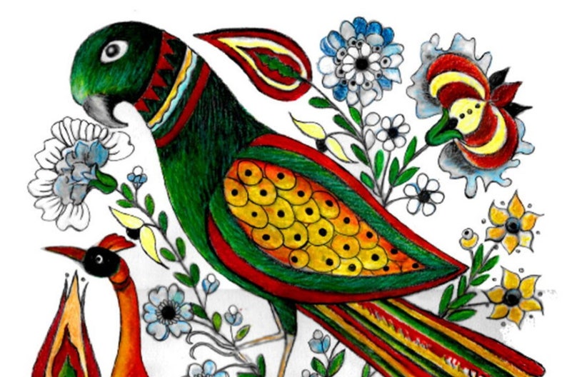 Pennsylvania Dutch Distelfink, Bird of Good Luck, PA Dutch Art - Etsy