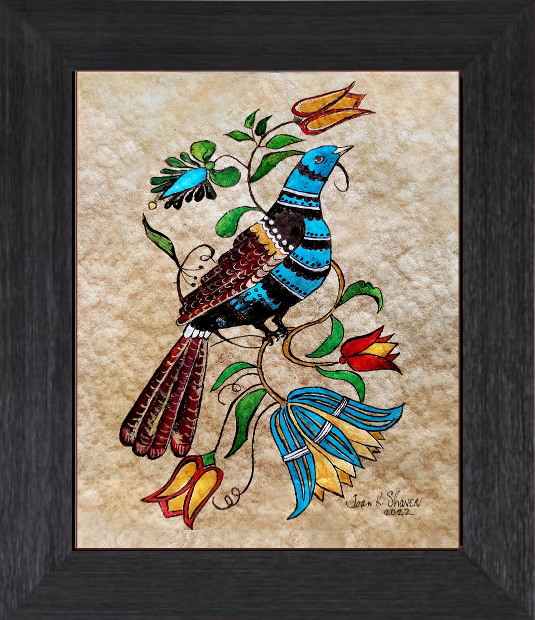 Pennsylvania Dutch Decorative Distelfink Bird With Fanciful - Etsy