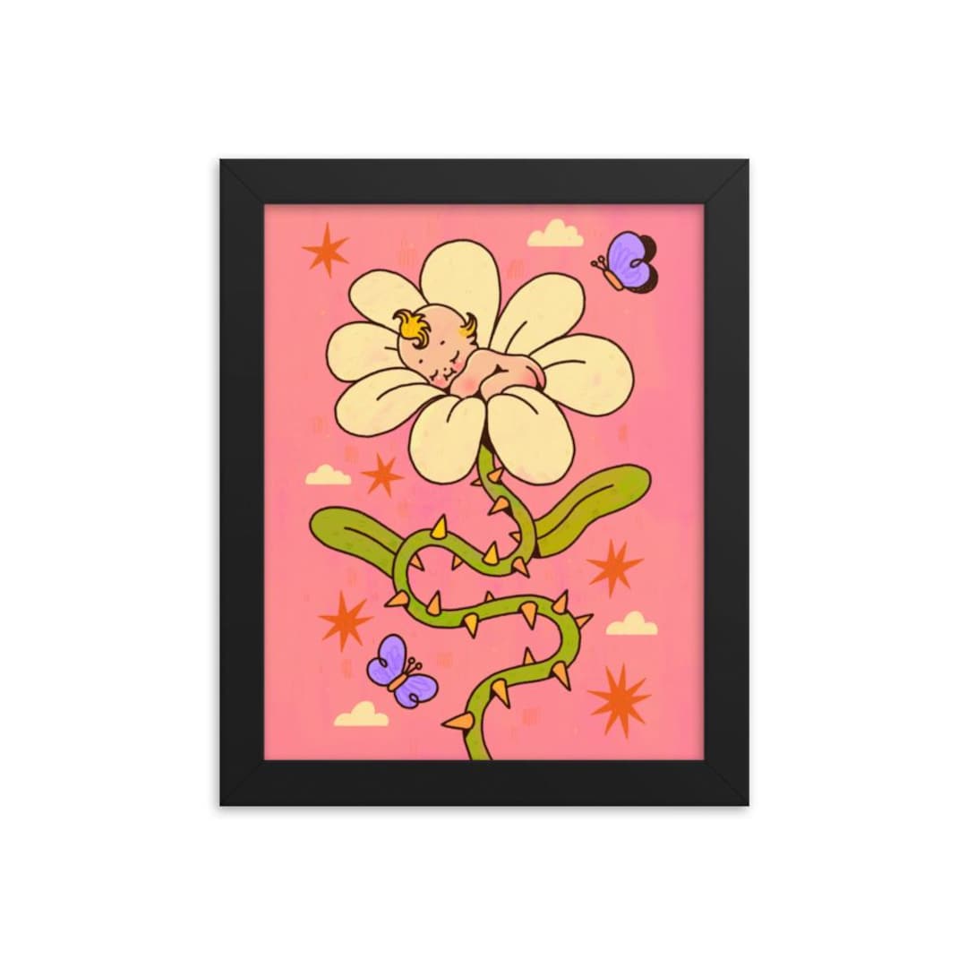 Sleeping Kewpie Flower - Art Print - Choose Your Size - 5x7 8x10 ...