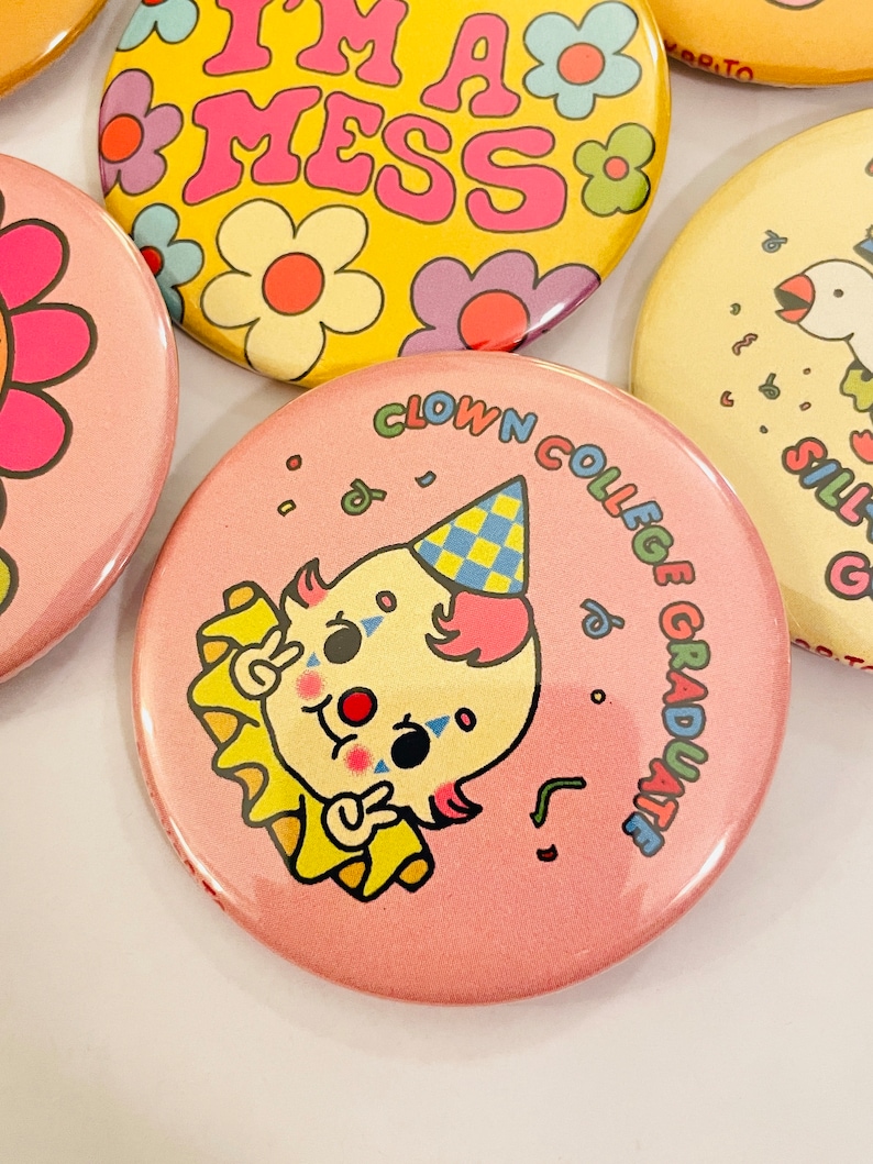 Clown College Graduate - 2.25 Inch Pin Back Button / Pocket Mirror ...