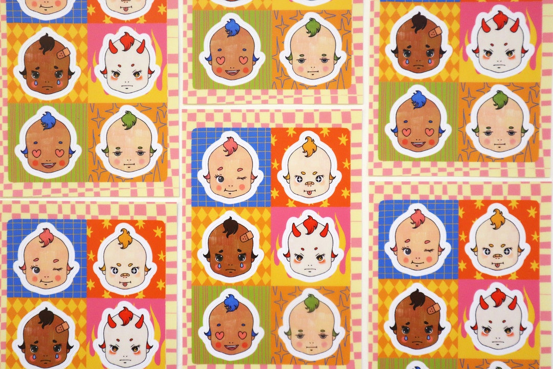 Kewpie Moods - Vinyl Sticker Sheet- Cute Kawaii Weatherproof Waterproof ...