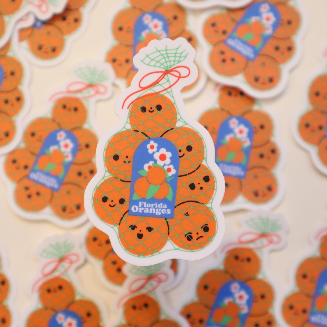 Florida Oranges Vinyl Sticker - Orange Produce Kawaii Cute Fruit Green ...