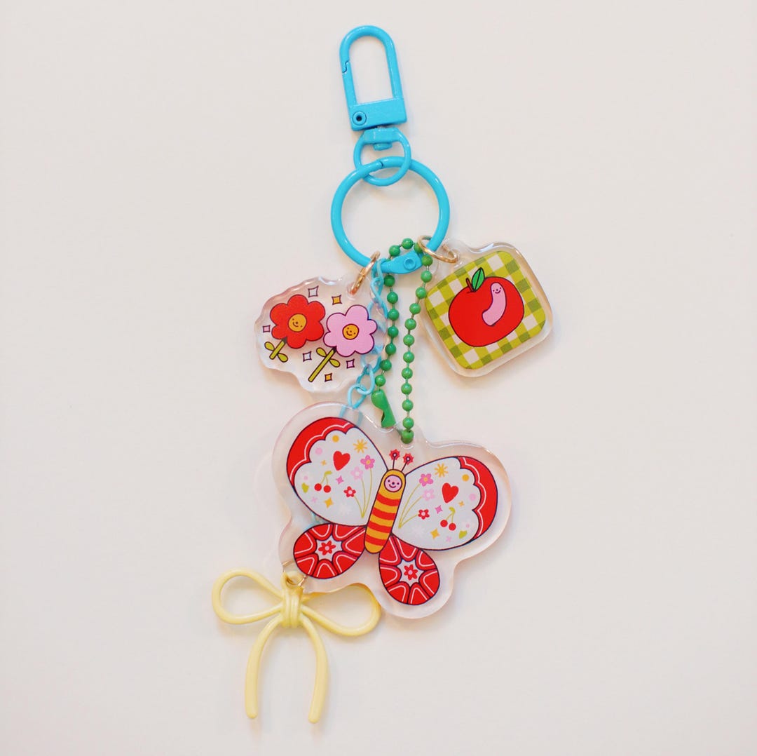 Butterfly Acrylic Keychain - Laser Cut Plastic Gold Hardware Kawaii ...