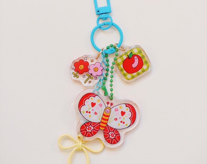 Butterfly Acrylic Keychain - Laser Cut Plastic Gold Hardware Kawaii ...