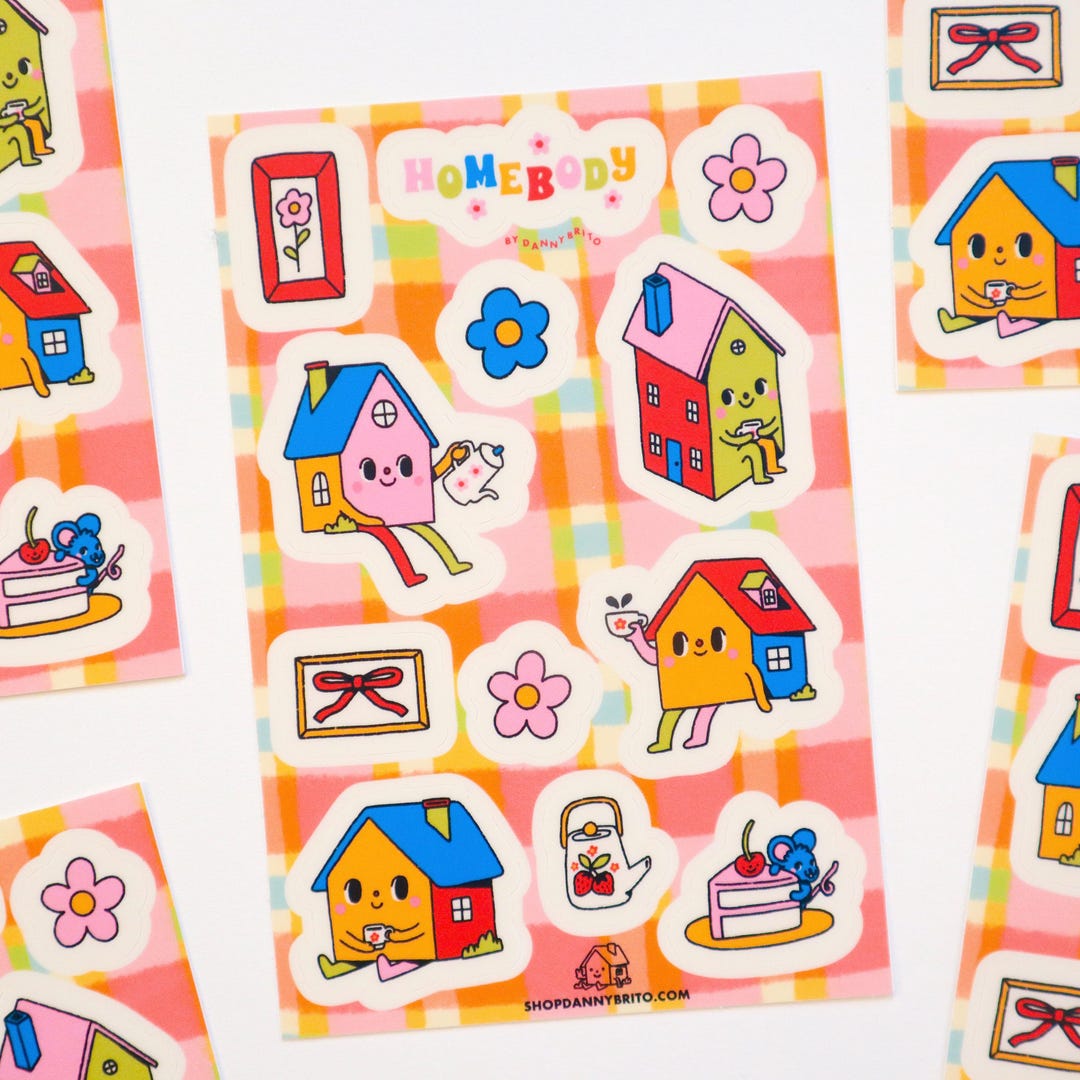 Homebody Stickers - Vinyl Sticker Sheet- Cute Kawaii Weatherproof ...