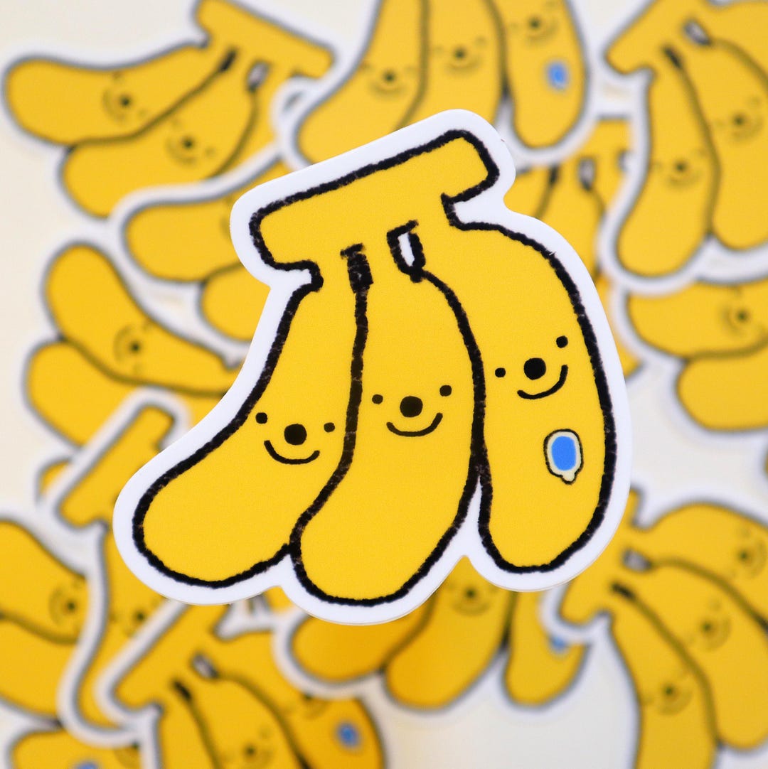 Banana - Vinyl Sticker - Cute Kawaii Weatherproof Waterproof Bananas - Etsy