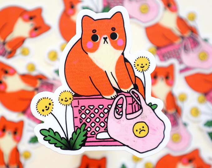 Chubby Bodega Cat - Vinyl Sticker - Cute Kawaii Weatherproof Waterproof ...