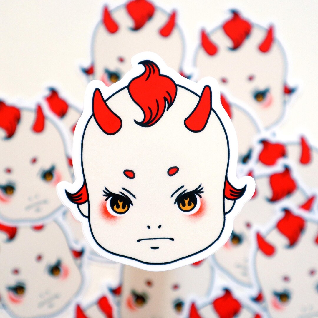 Devil Kewpie - Vinyl Sticker - Cute Kawaii Weatherproof Waterproof Doll ...