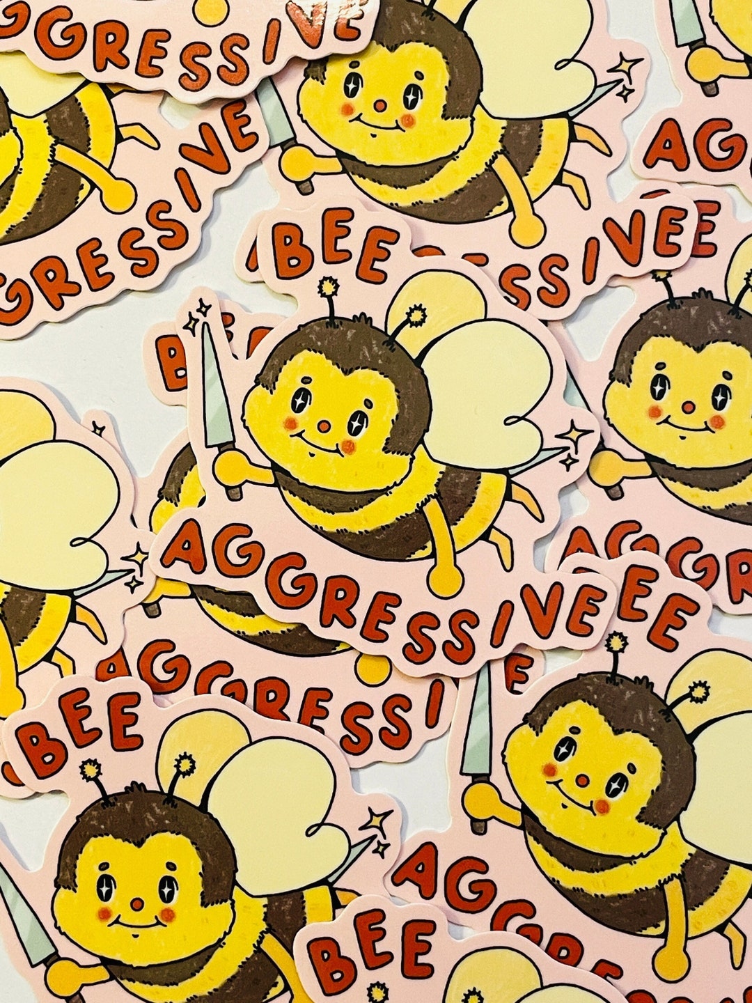 Bee Aggressive - Vinyl Sticker - Cute Kawaii Weatherproof Waterproof - Etsy