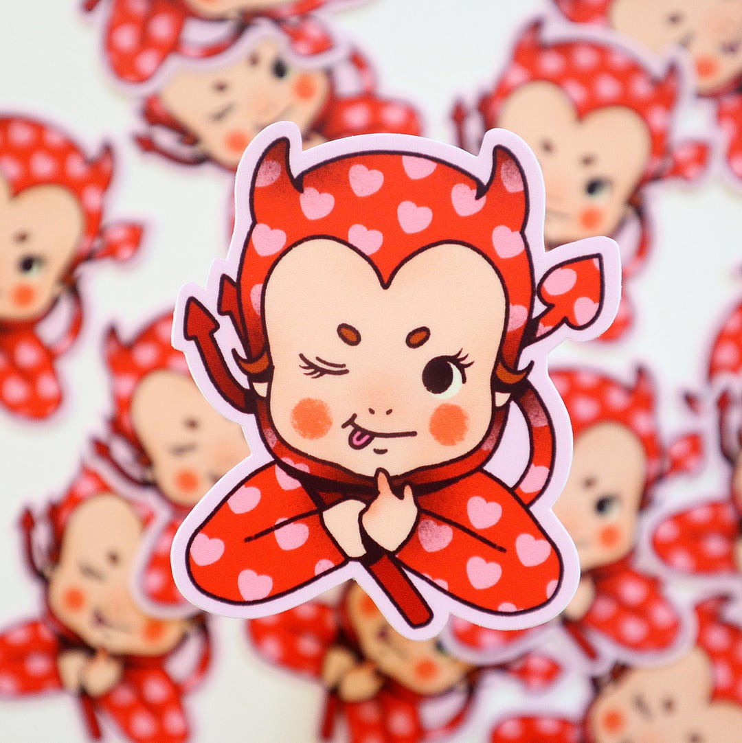 Devil Cupid Kewpie - Vinyl Sticker - Cute Kawaii Weatherproof ...